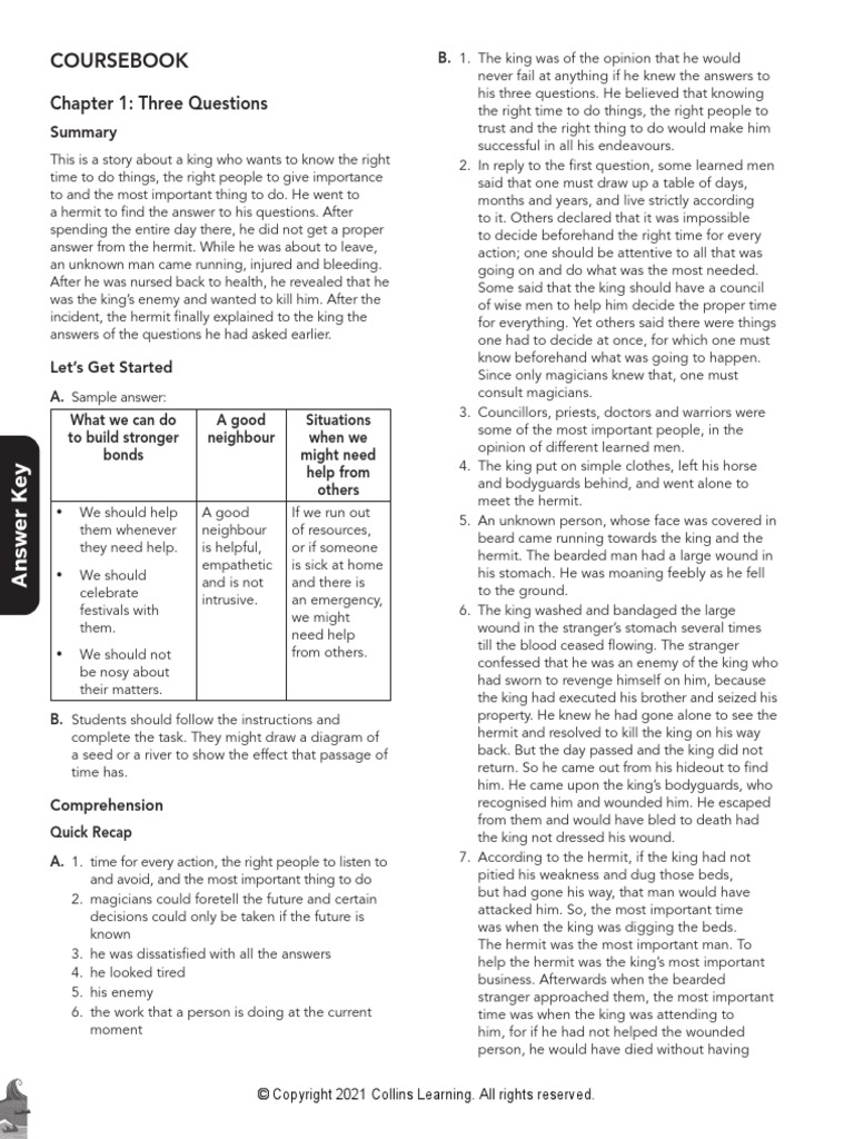 Coursebook: Chapter 1: Three Questions | PDF | Courage | Hope