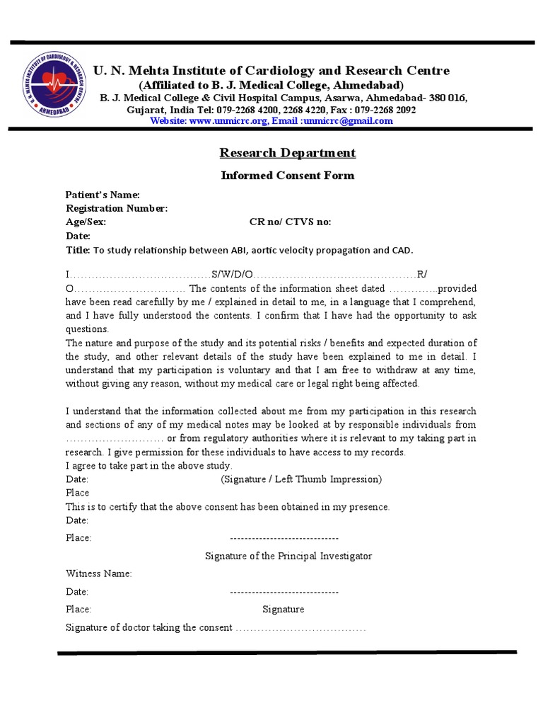 08 Informed Consent Form NABH Eng | PDF