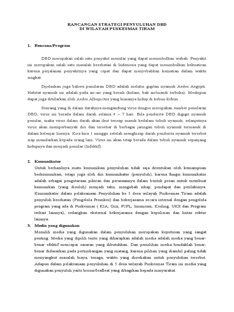 Rancangan Strategi Penyuluhan DBD | PDF | Pengembangan Diri | Kesehatan ...