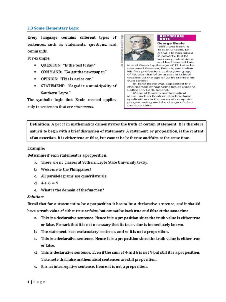 Lesson 2.3 Elementary Logic | PDF | Metalogic | Interpretation (Philosophy)