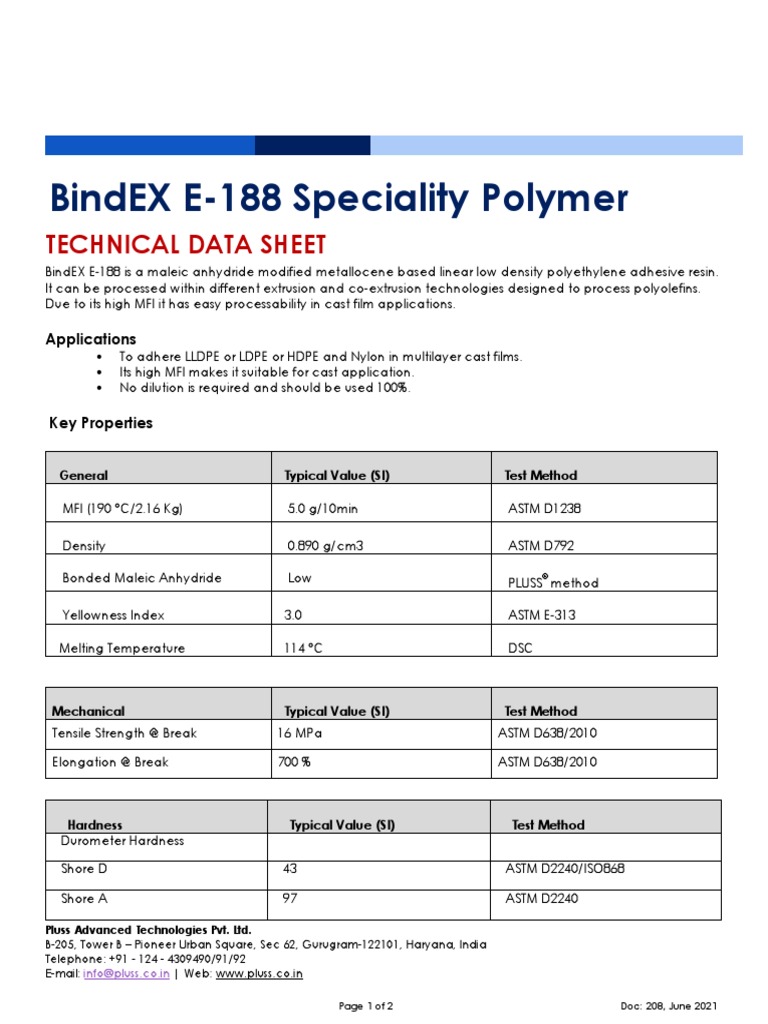 Bindex E-188 Speciality Polymer: Technical Data Sheet | PDF ...