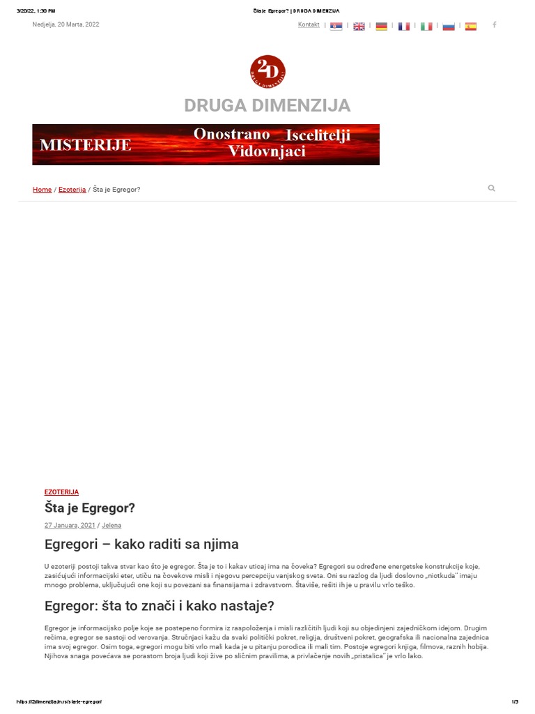 Šta Je Egregor_ _ Druga Dimenzija | PDF
