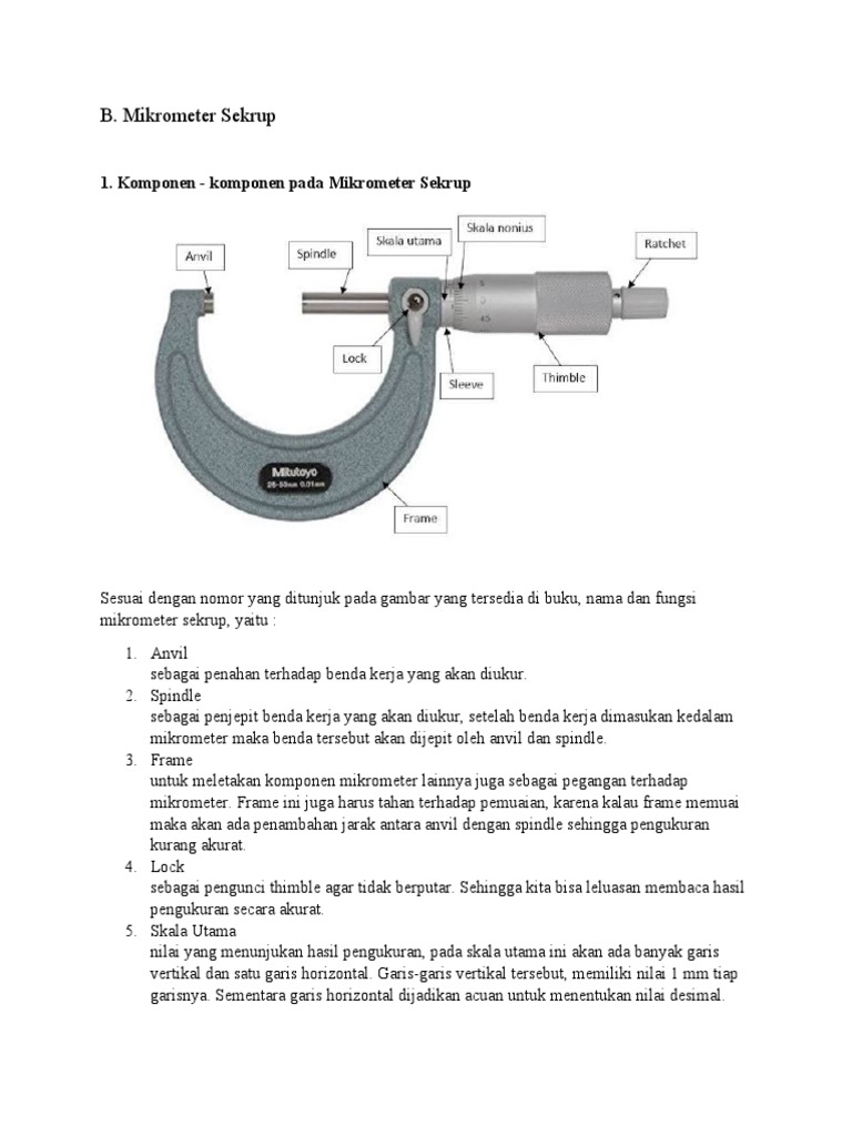 KOMPONEN DAN CARA KERJA MIKROMETER SEKRUP | PDF