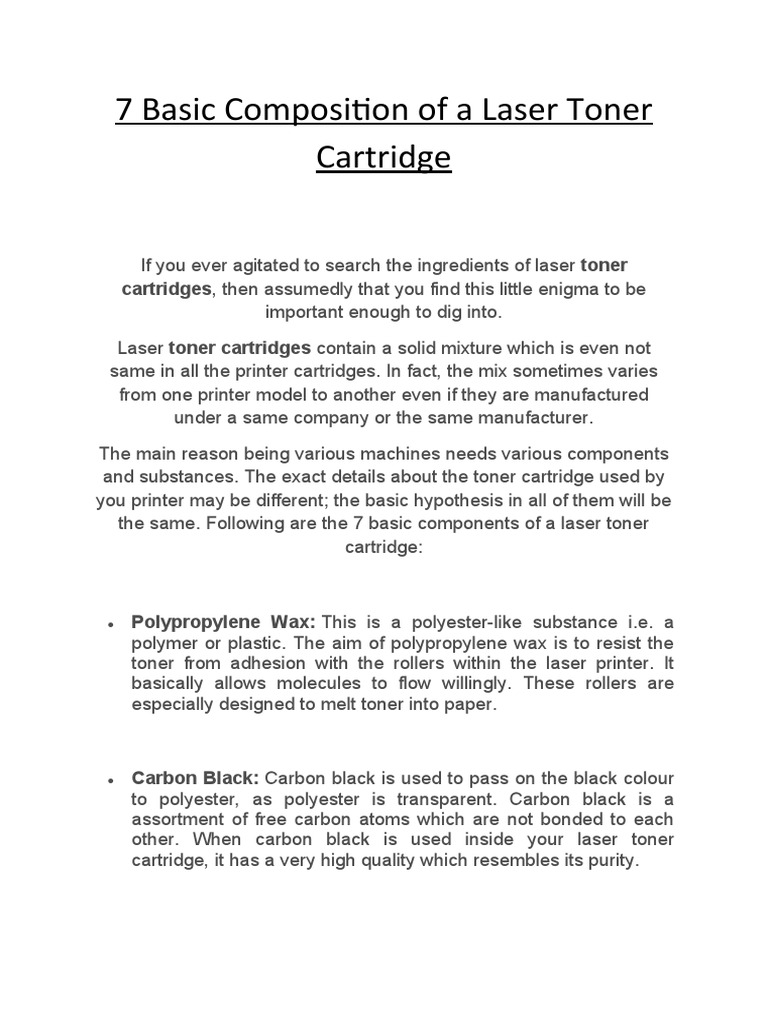 7 Basic Composition of A Laser Toner Cartridge | PDF | Printer ...
