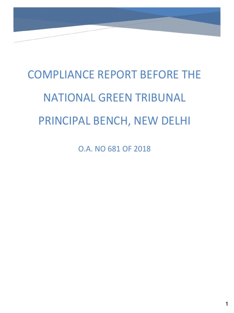 REPORT BY CPCB IN OA NO. 681 of 2018 (NEWS ITEM PUBLISHED IN THE TOI ...