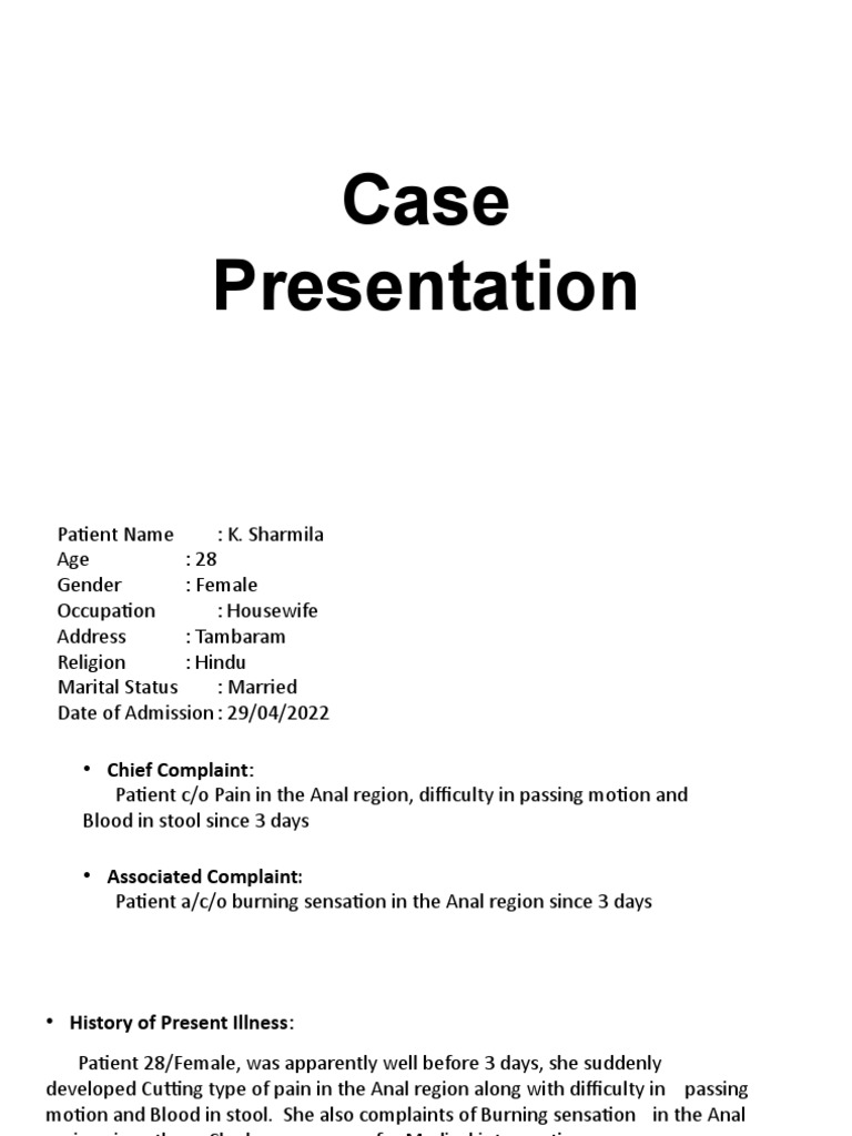 Fissure - Case Presentation - Dr. Janaranjani | PDF | Medicine | Clinical Medicine
