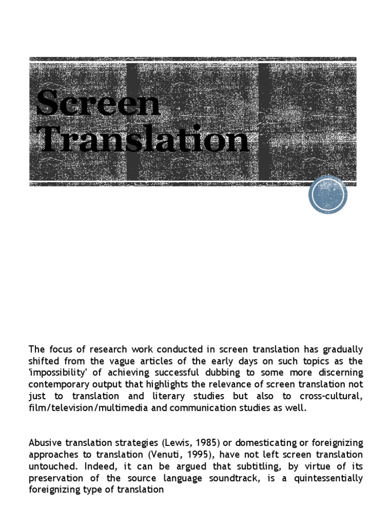 Screen Translation | Download Free PDF | Translations | Voice Over