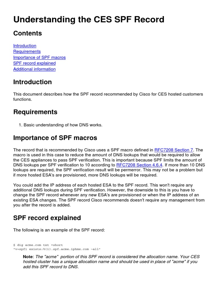 Understanding The Ces SPF Record | PDF | Domain Name System | Domain Name