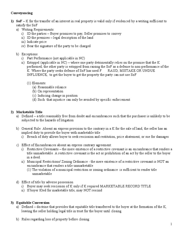 Conveyancing 1) Sof - K For The Transfer of An Interest in Real ...