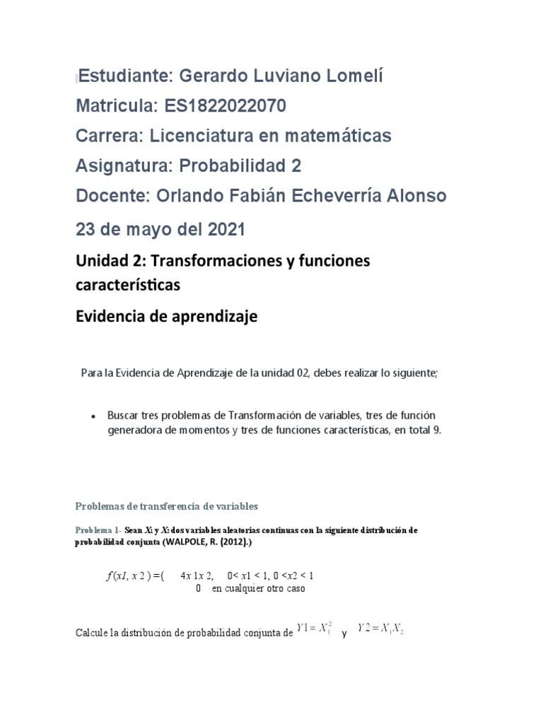 Mpro2 U2 Ea Gell | PDF | Variable aleatoria | Función de densidad de ...