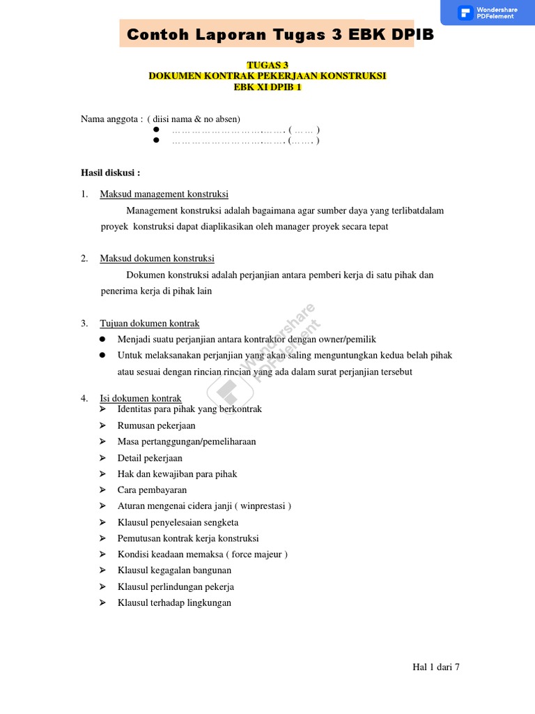 Contoh Laporan Tugas 3 EBK XI DPIB1 | PDF
