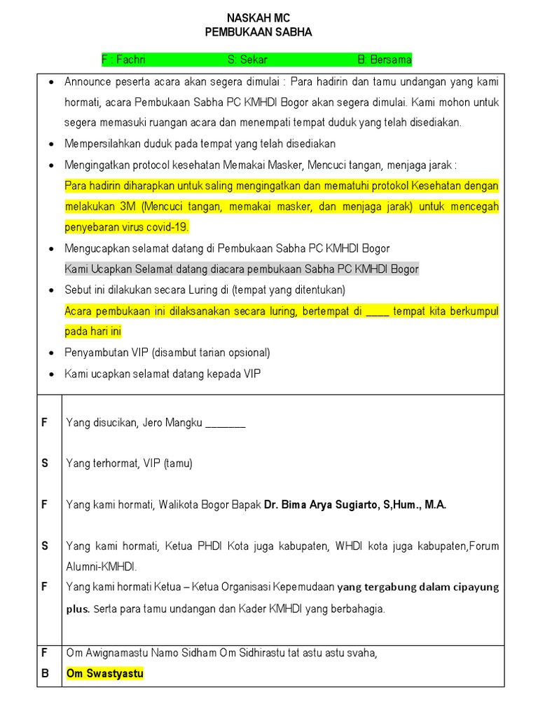 Naskah MC Sabha | PDF