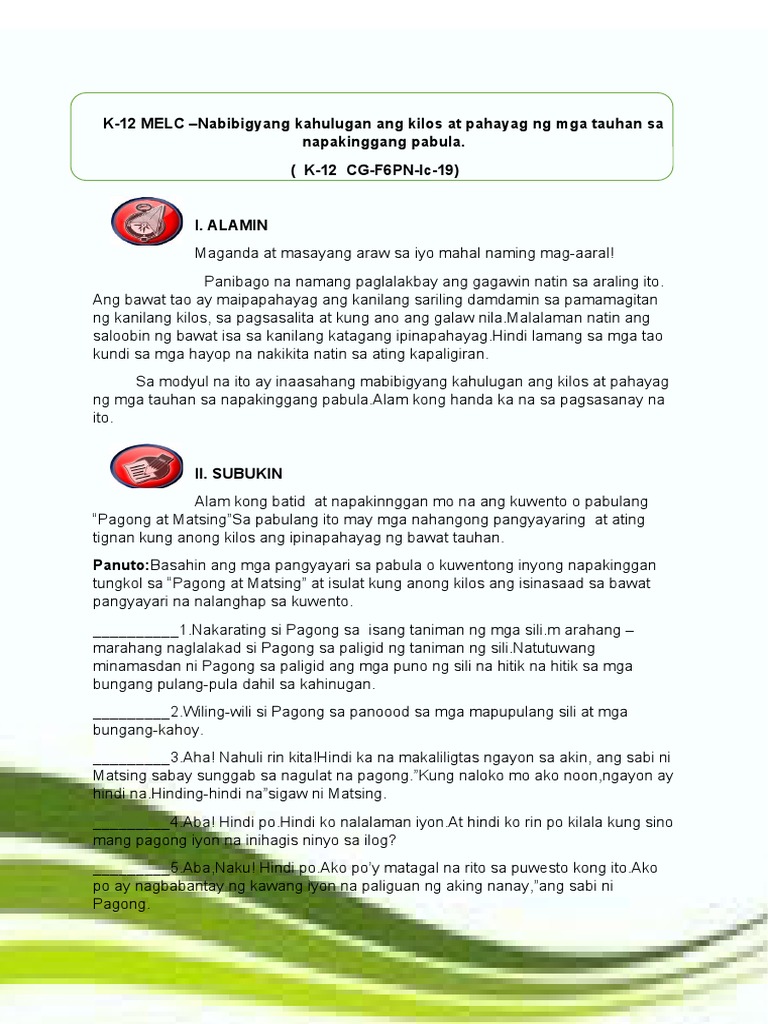 #4 Fil6-Q1-Competency4-K-12MELC-F6PN-Ic-19 - MODULE SHARP-Balantac ...