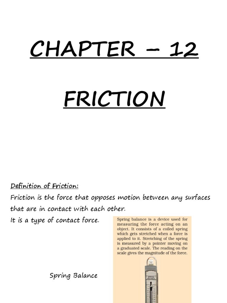 CHAPTER 12 FRICTION Notes | Download Free PDF | Friction | Liquids