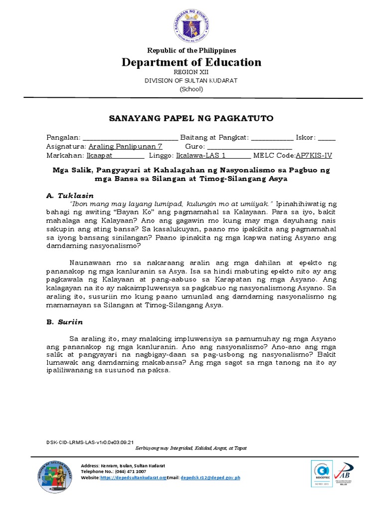 Ap 7 Q4 WK2 Las1 | PDF