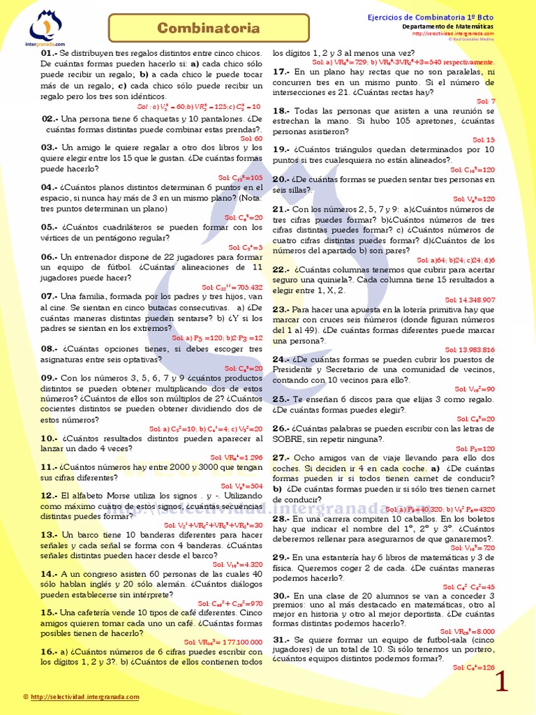 Combinatoria | PDF | Combinatoria