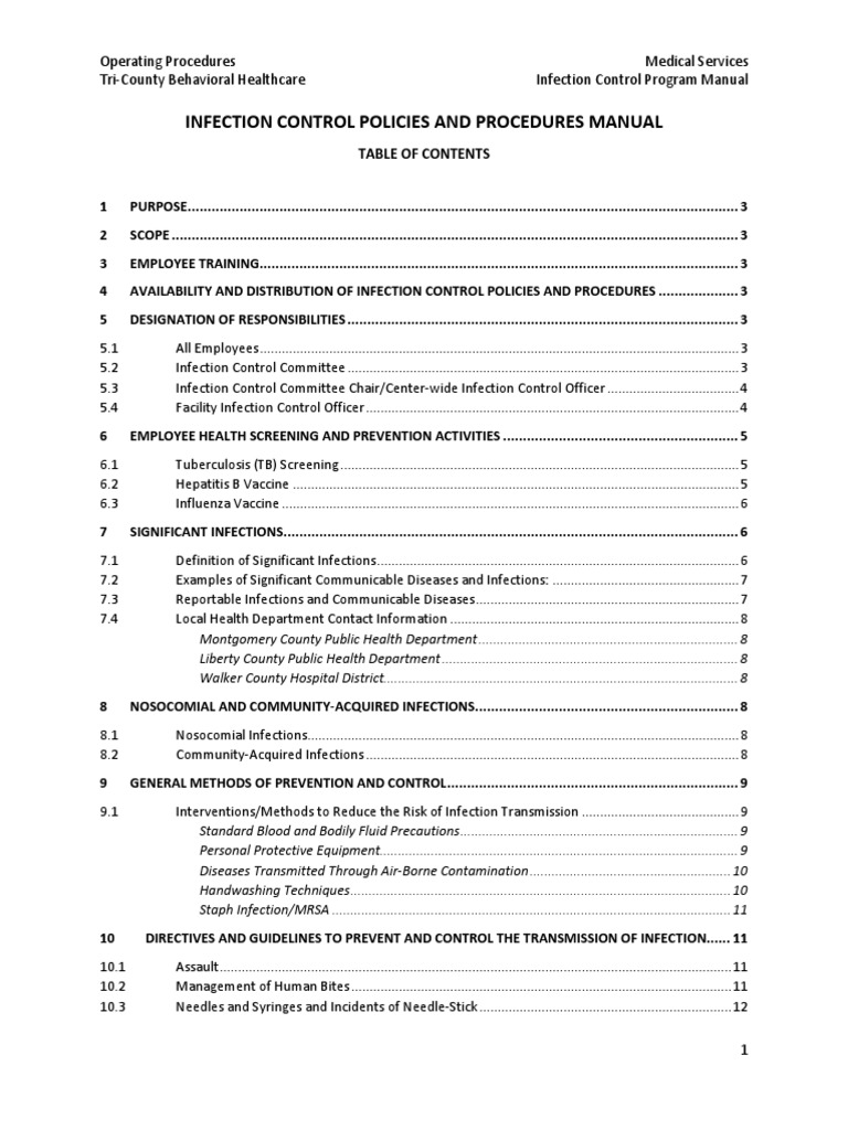 Infection Control Policies and Procedures Manual | PDF | Infection ...