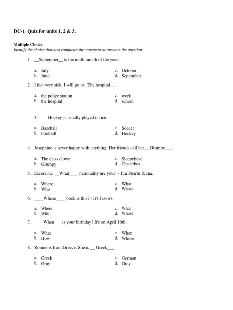 Examen de La Unidad 1,2 y 3 English | PDF