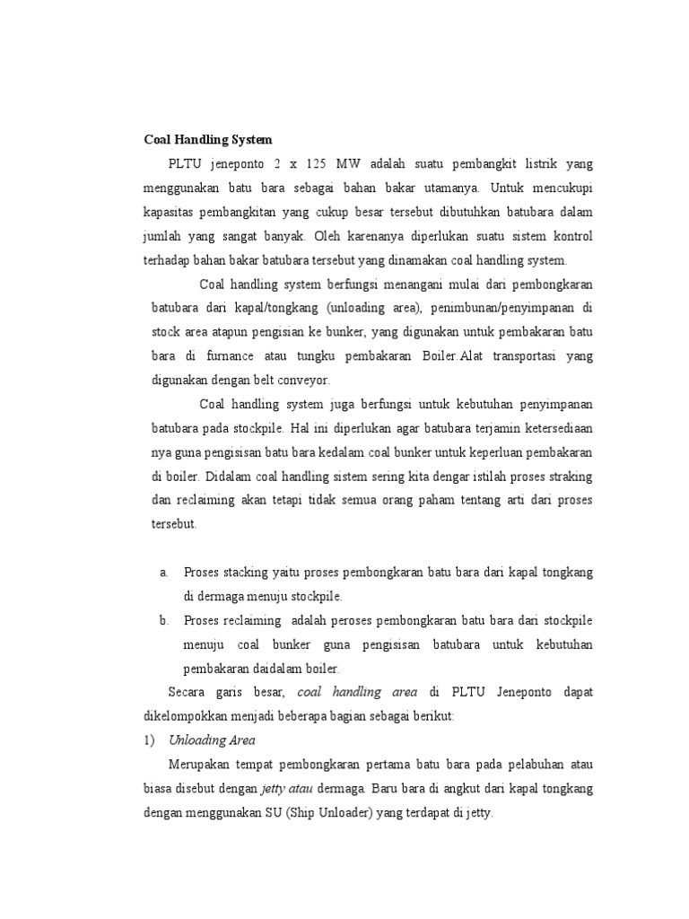 Coal Handling System | PDF