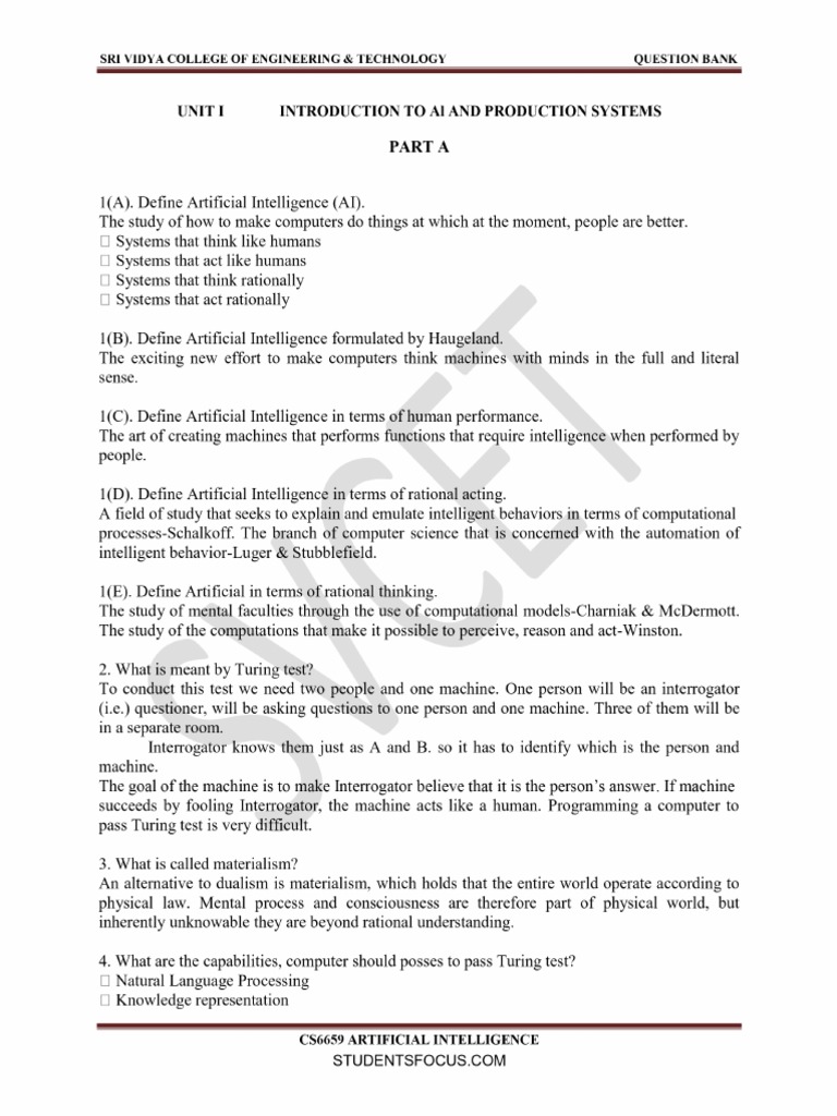 Sri Vidya College of Engineering & Technology Question Bank - QB104651 ...