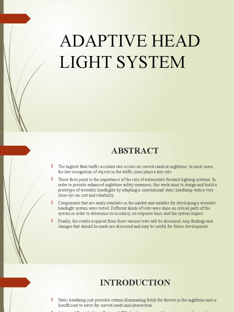 Adaptive Head Light System | PDF | Headlamp | Lighting