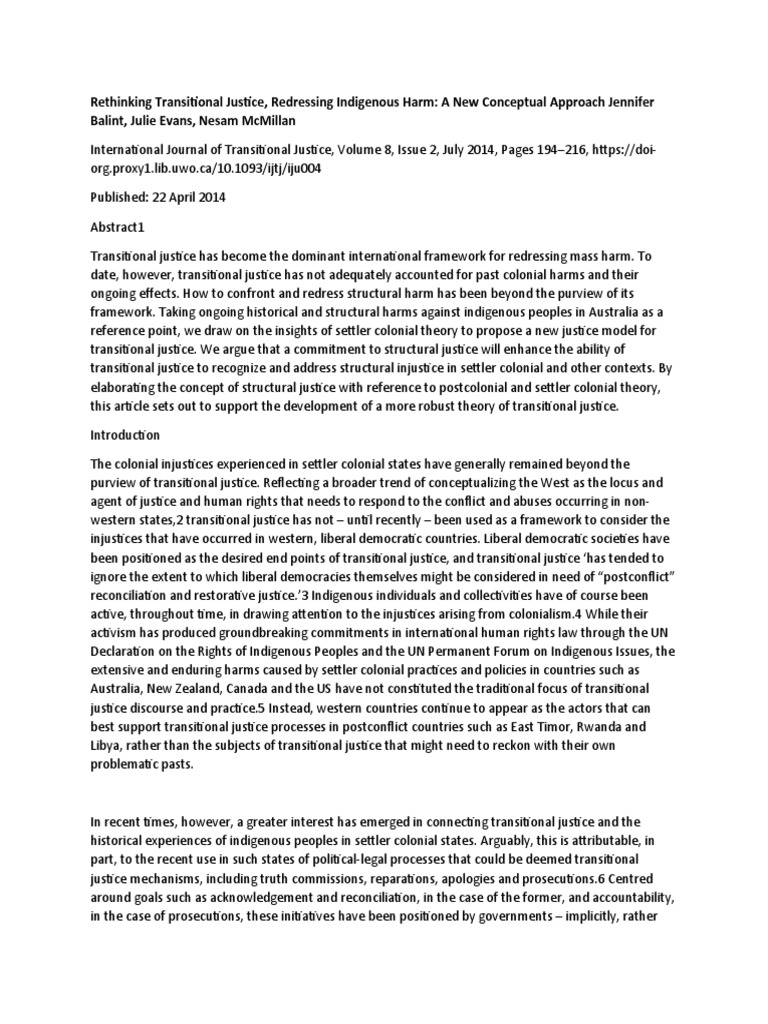 Balint Jennifer Julie Evans and Nesam McMillan. Rethinking Transitional ...