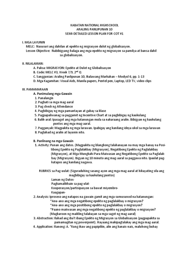 AP 10 CO Lesson Plan | PDF