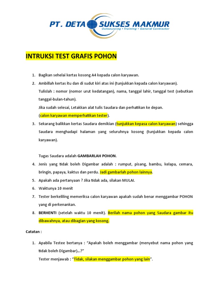 INSTRUKSI TEST GRAFIS POHON | PDF