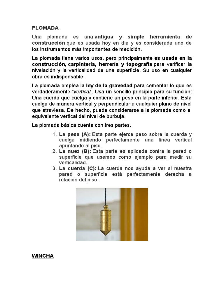 PLOMADA | PDF | Equipo | Herramientas
