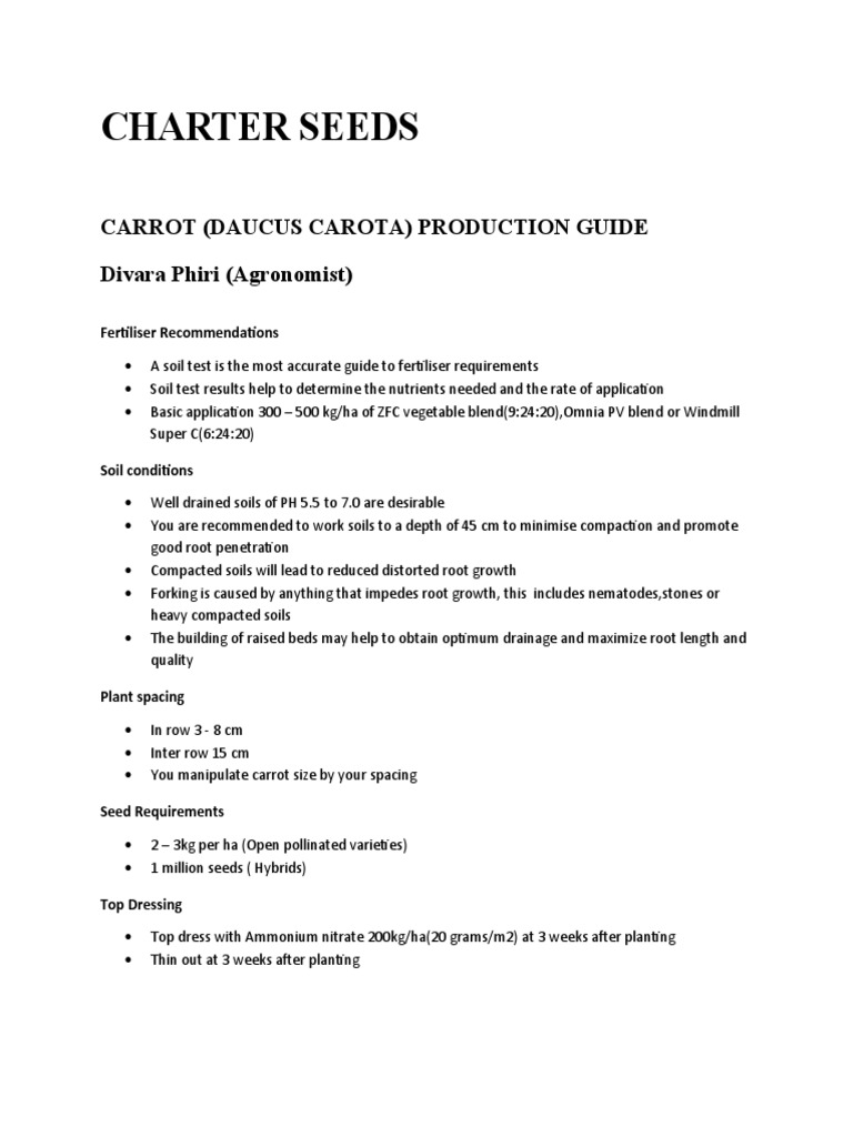 Carrot Production Guide and Fertiliser Tips | PDF | Soil | Carrot