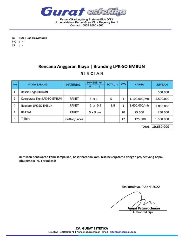 RAB Branding LPK-SO Embun | PDF