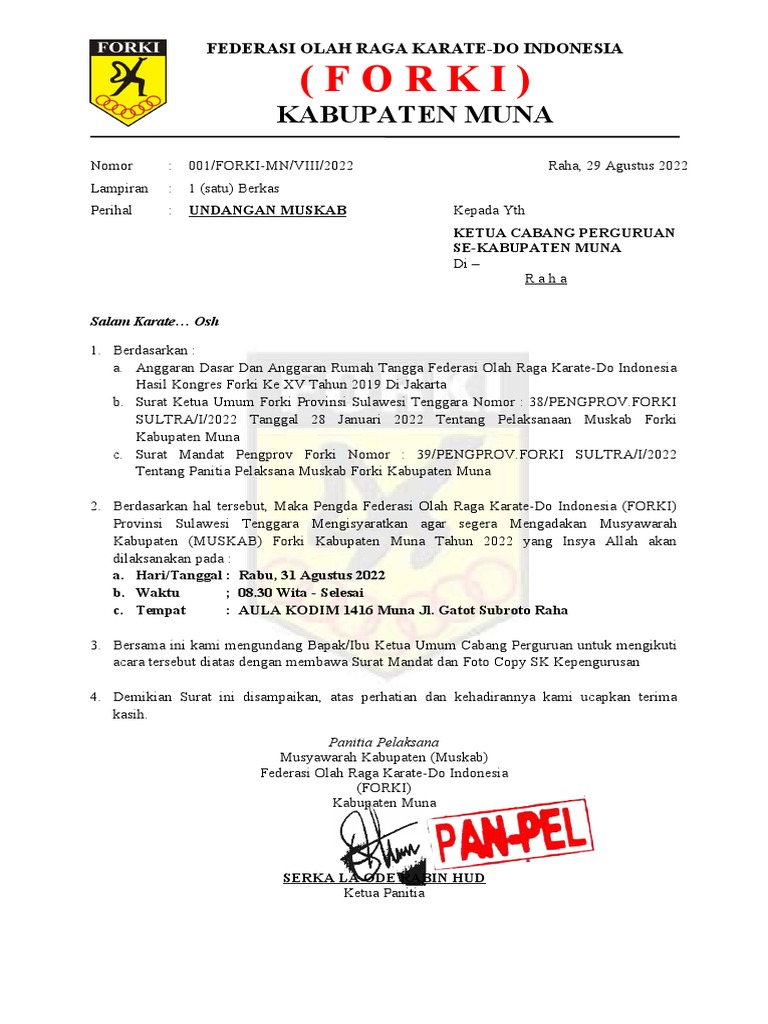 Undangan Muskab Forki Kabupaten Muna | PDF