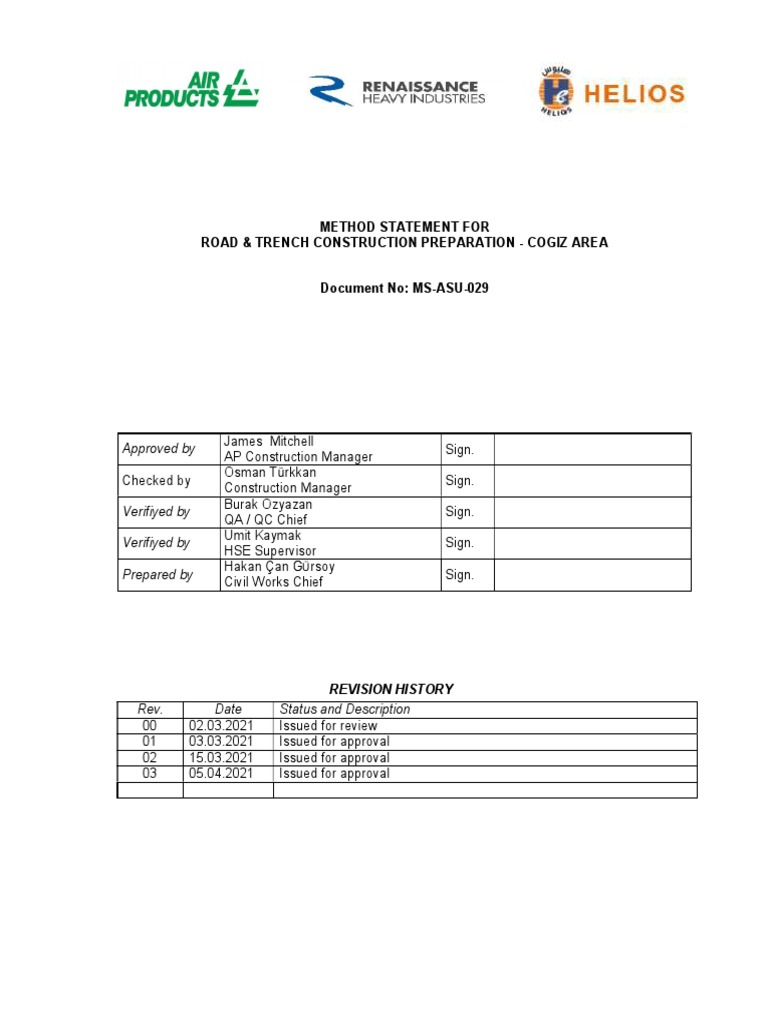 29 - Method Statement For Road & Trench Construction Preparation ...