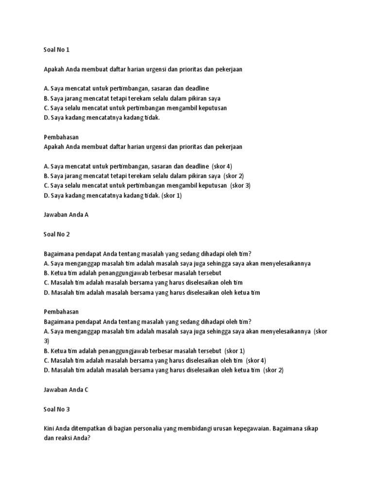 Soal No 1 MANAGERIAL | PDF | Pengembangan Diri
