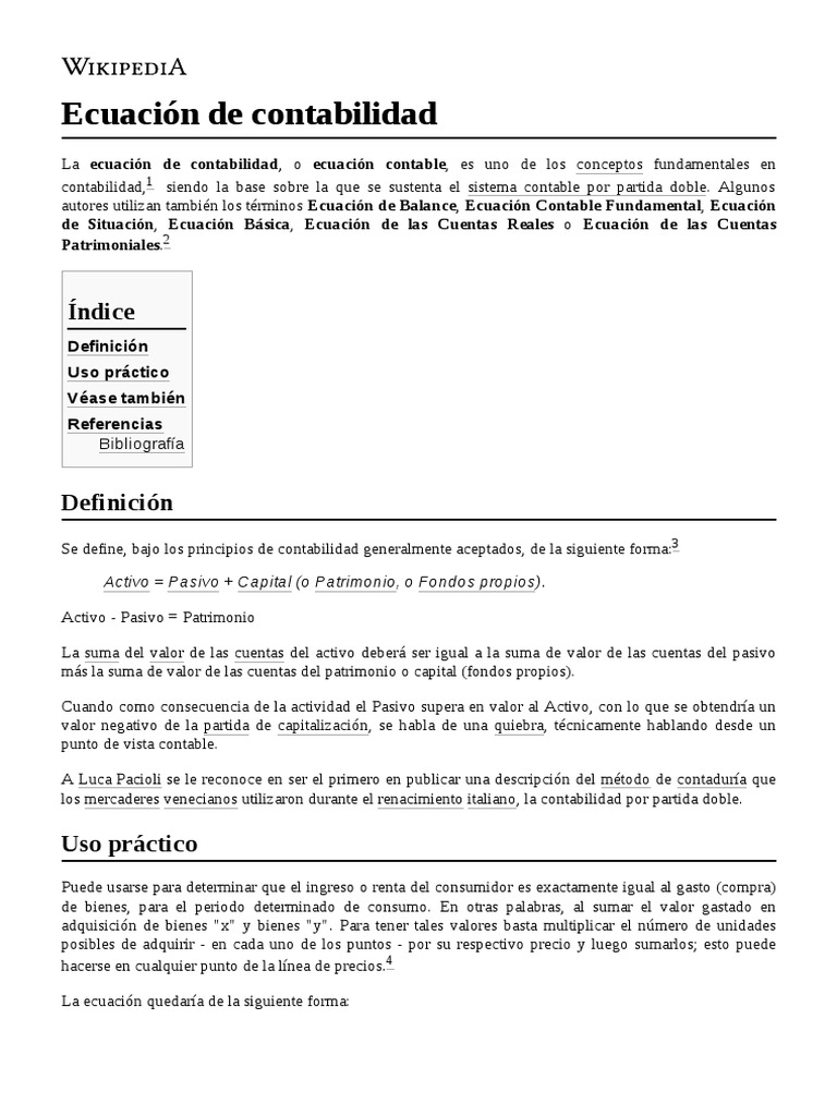 Ecuación de Contabilidad | PDF | Contabilidad | Economias