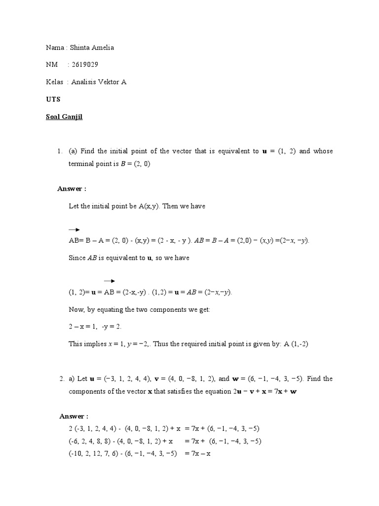 Shinta Amelia - Uts Anvec | PDF | Theoretical Physics | Linear Algebra