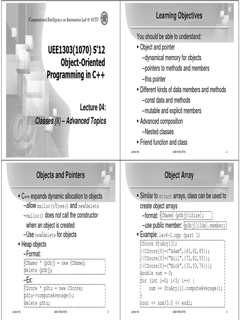 UEE1303 (1070) S'12 Object-Oriented Programming in C++: Learning ... UEE1303 (1070) S'12 Object-Oriented Programming in C++: Learning ...