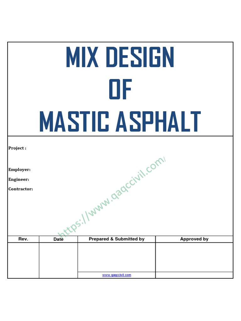 Mastic Asphalt Mix Design Specifications | PDF | Asphalt | Construction ...