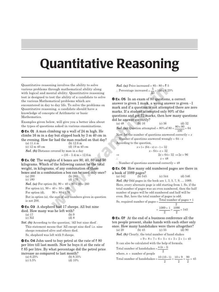 Quantitative Ability and Logical Anolgicical Ability | PDF | Reason | Logic
