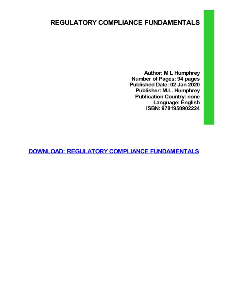 Download: Regulatory Compliance Fundamentals | PDF | Policy