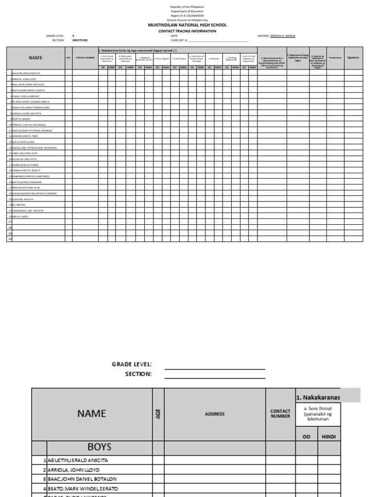 Revised Contact Tracing Excel | PDF | Public Health | Health Sciences
