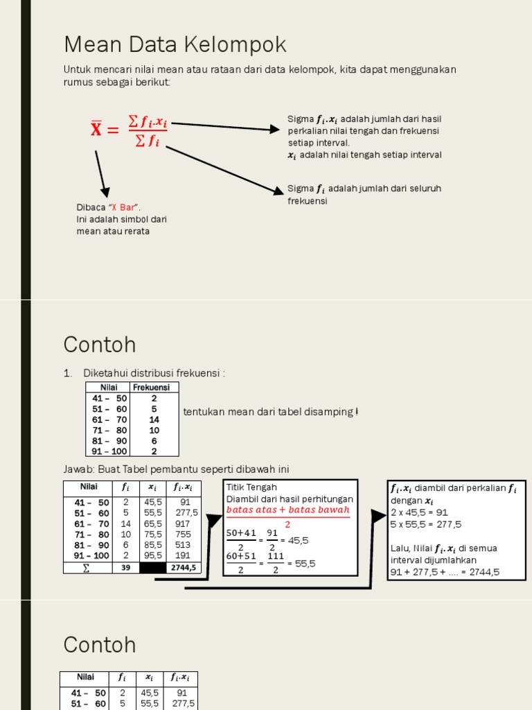 Mean Data Kelompok | PDF