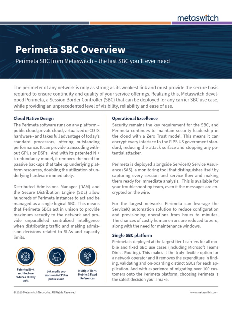 Metaswitch Datasheet Perimeta SBC Overview | PDF | Cloud Computing ...