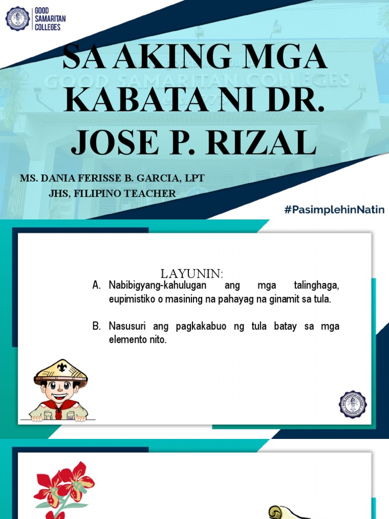 FILI8 SG2 - Tayutay Sa Aking Mga Kabata Ni Dr. Jose P. Rizal | PDF