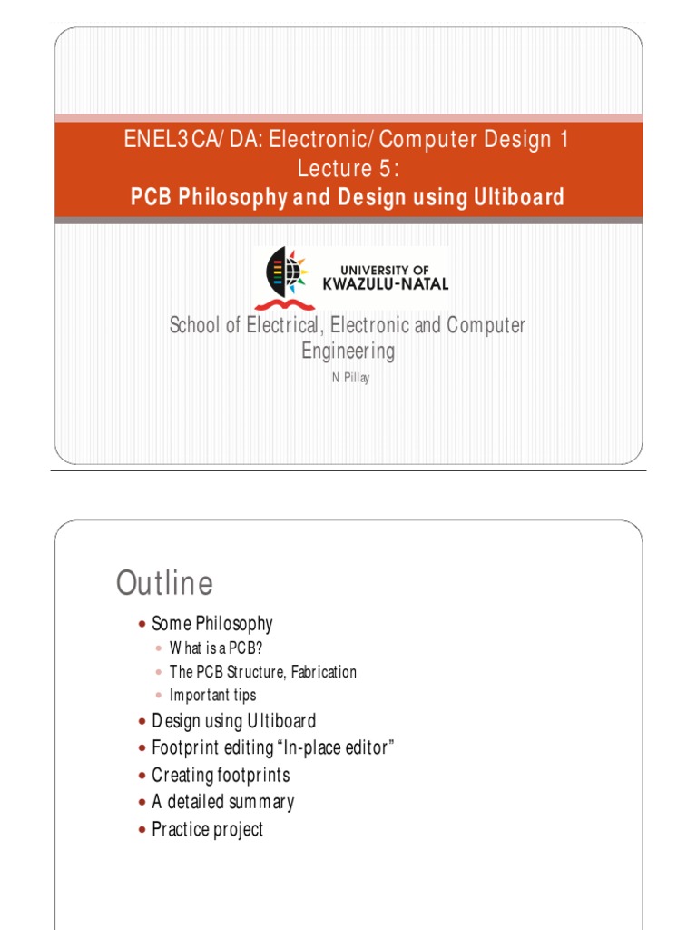 ENEL3CA/DA: Electronic/Computer Design 1: PCB Philosophy and Design Using Ultiboard | Download ...