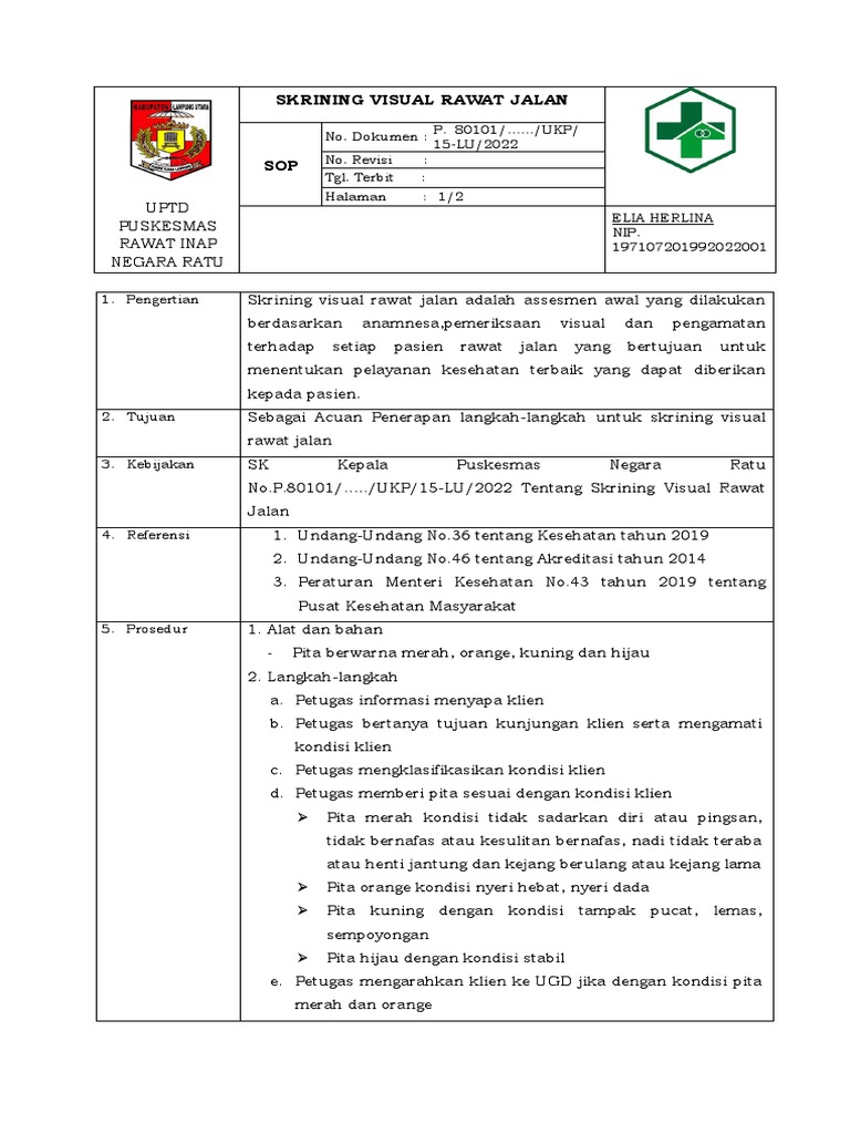 Sop Skrining Visual | PDF | Sains & Matematika