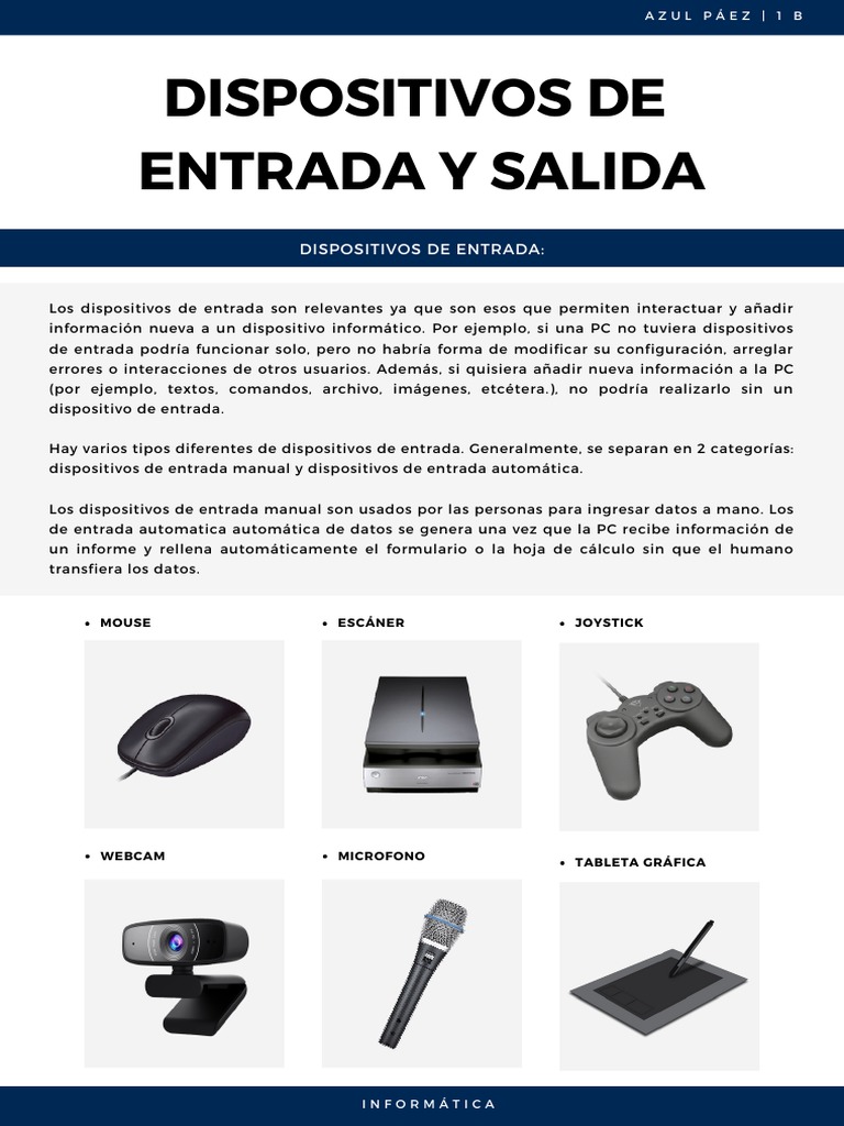 Dispositivos de Entrada y Salida | PDF | Hardware de la computadora | Periférico