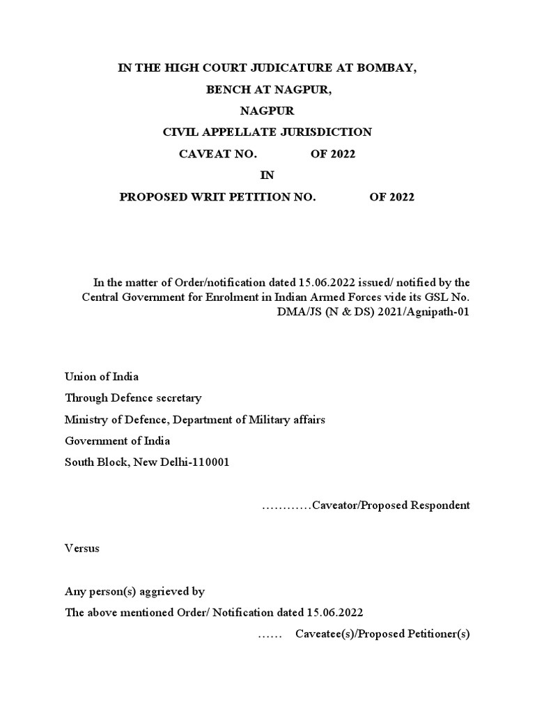 In The High Court Judicature at Bombay, Bench at Nagpur, Nagpur Civil Appellate Jurisdiction ...