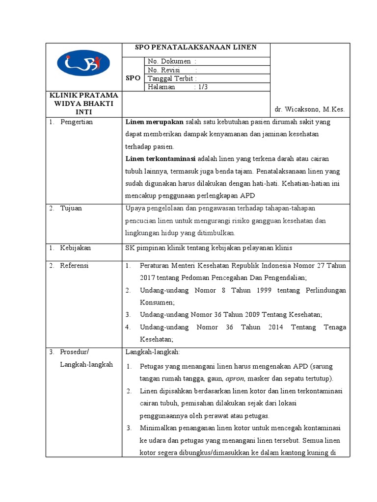 Penatalaksanaan Linen Klinik Pratama | PDF | Pengembangan Diri | Sains ...