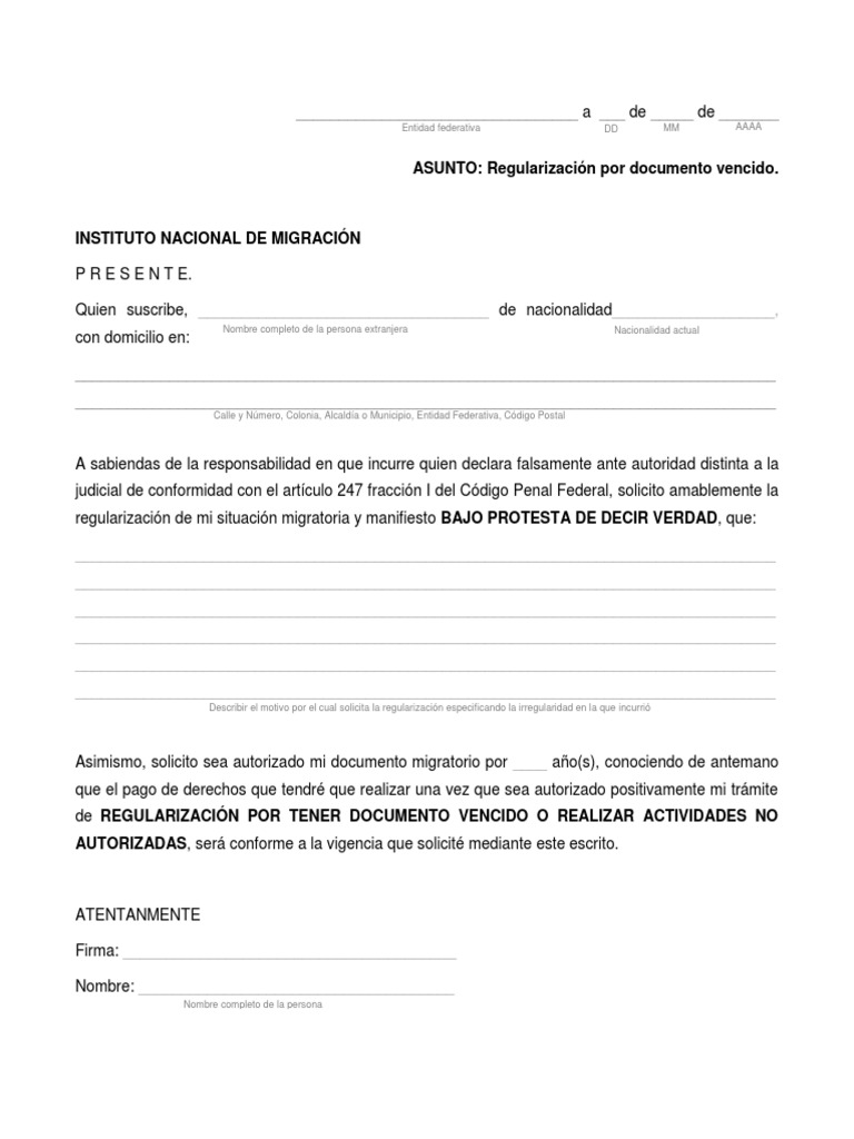Escrito Regularizacion Por Documento Vencido | PDF | Justicia | Crimen ...